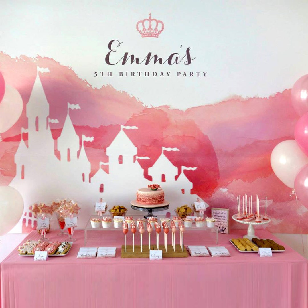 Pink Castle Backdrop | Party Banner | Poster | Signage | Personalised ...