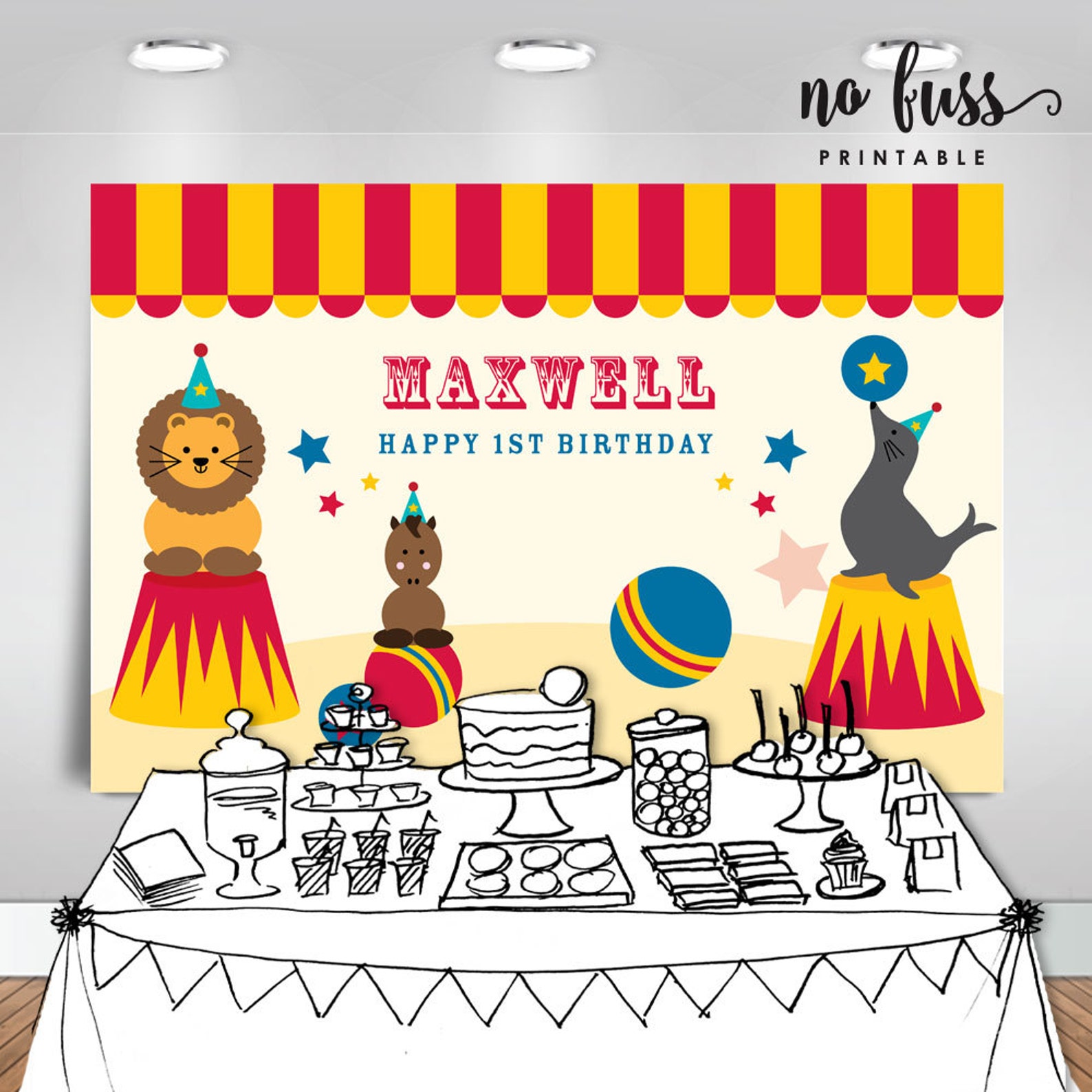 Animals Circus Carnival Big Top Backdrop Printable Digital - Etsy