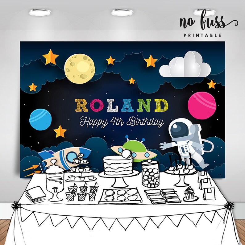 Astronaut Backdrop Party Banner Poster Signage - Etsy