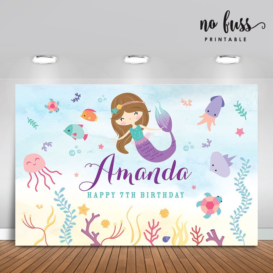 Mermaid Backdrop | Banner | Poster | Signage | Personalised | Printable ...