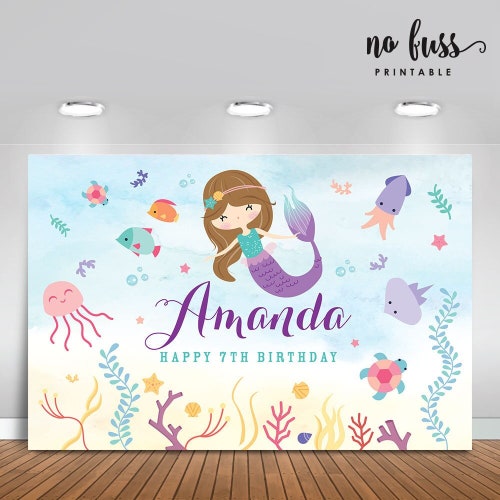 Mermaid Backdrop Banner Poster Signage Personalised - Etsy