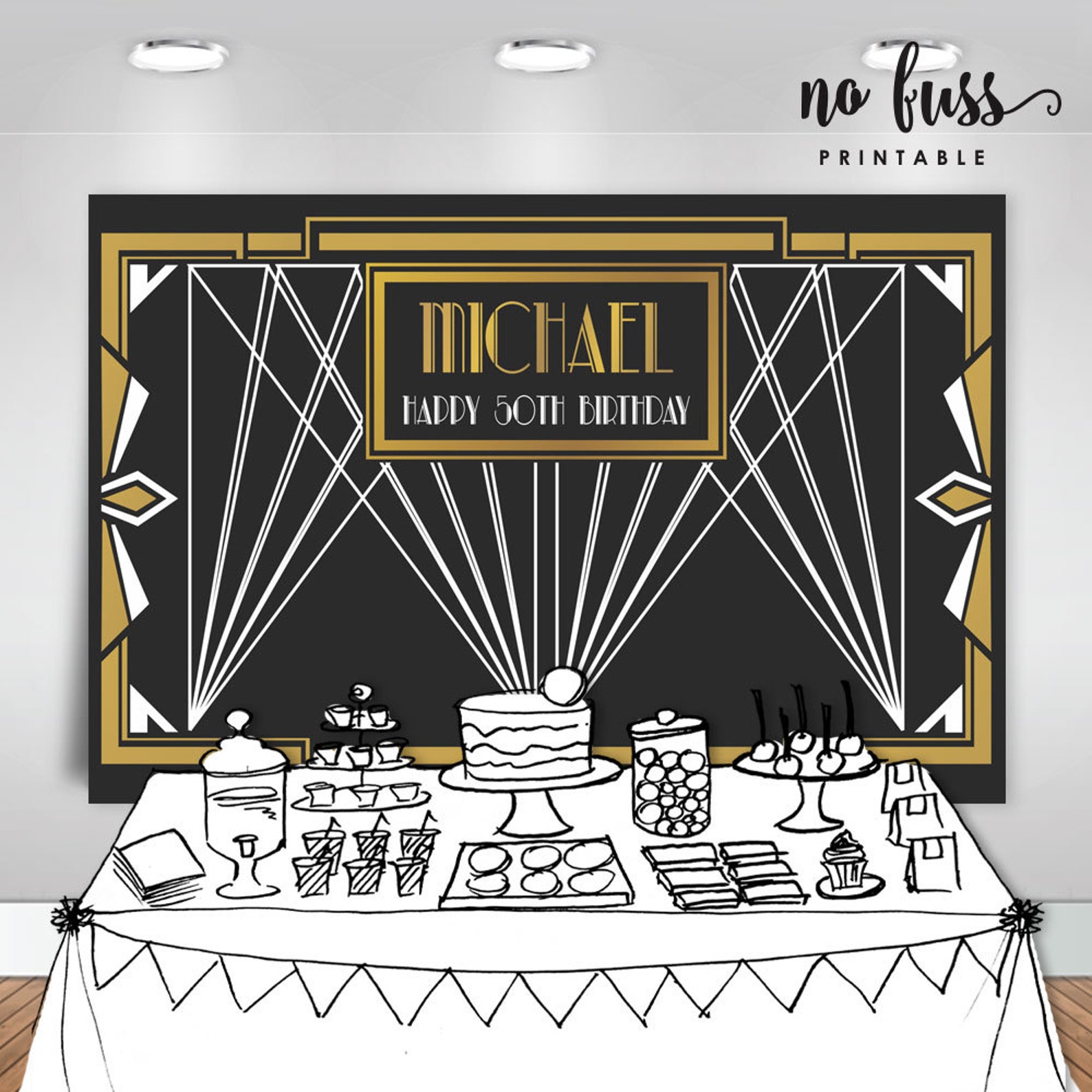 Great Gatsby Backdrop Adults Party Banner Poster Signage - Etsy UK