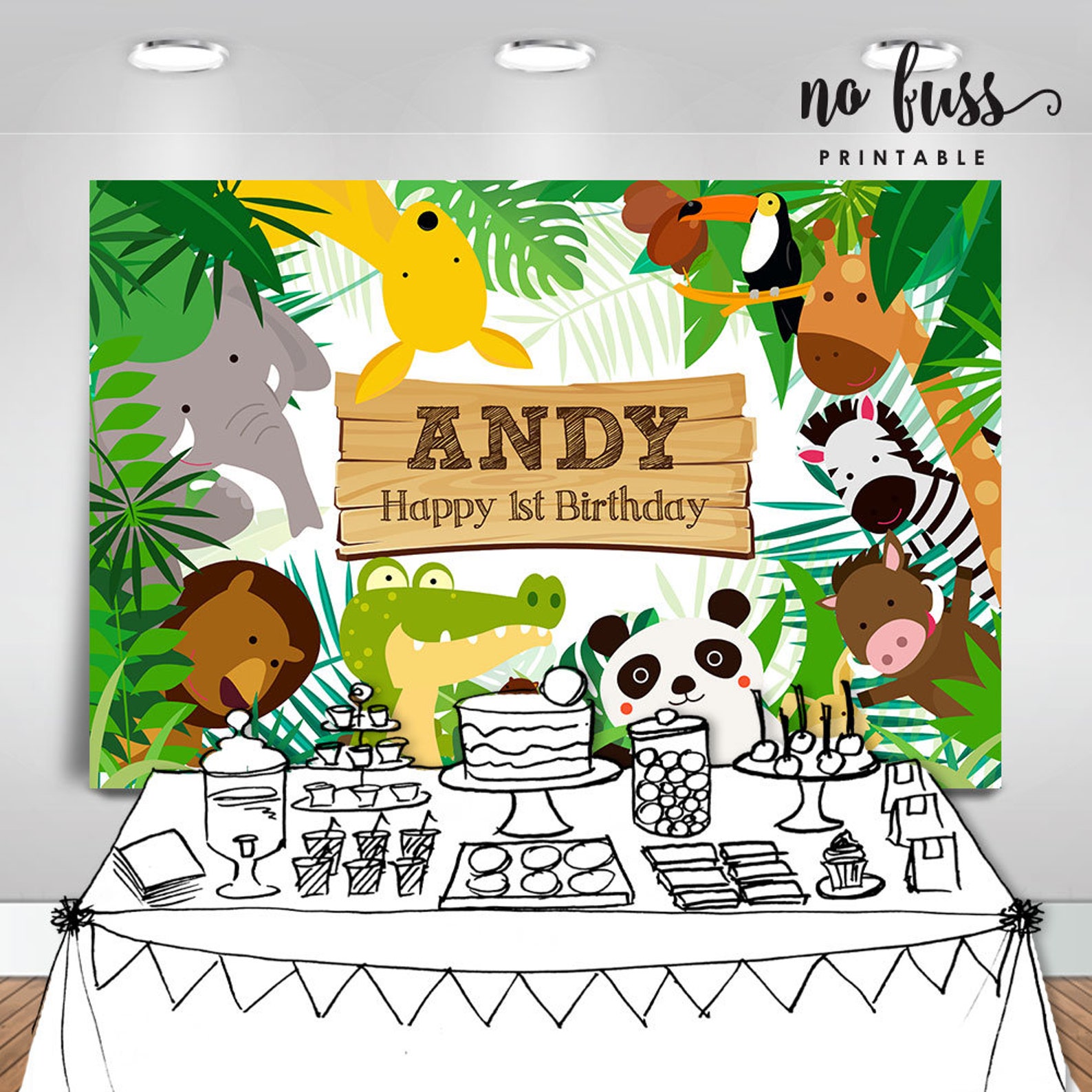 Jungle Backdrop Party Banner Poster Signage - Etsy