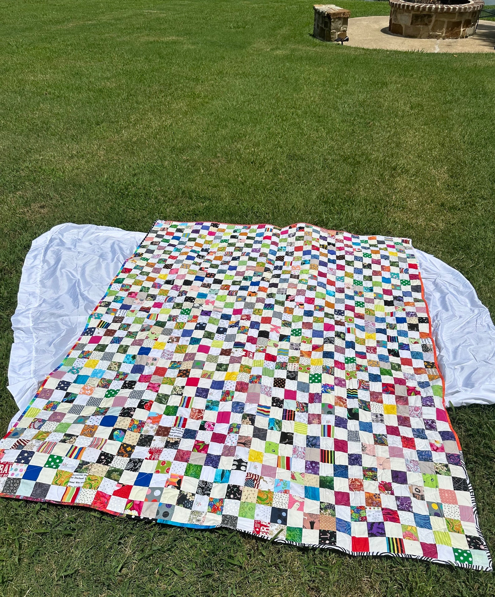 Handmade Scrappy Block Quilt Multi Colored 63”x79” - Etsy