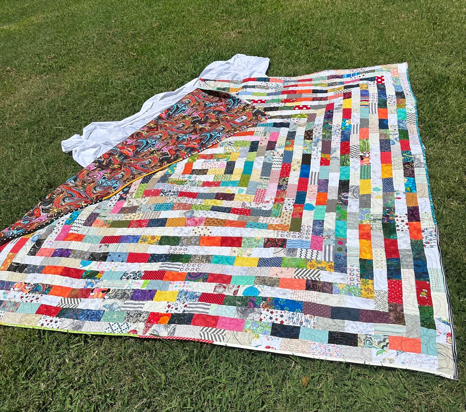 Scappy Potato Chip Block Quilt Multi Colored 80.5”x85” - Etsy