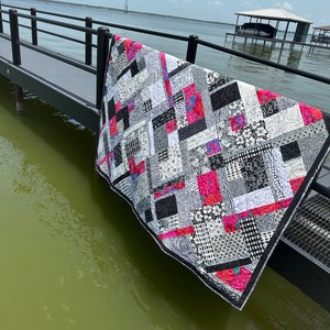 Handmade Monochrome Quilt Black/ White/ Gray/ Floral 76”x83” - Etsy