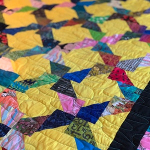 Handmade Scrappy Jagged X Yellow Lap Quilt, 62x66 With Matching Pillow ...