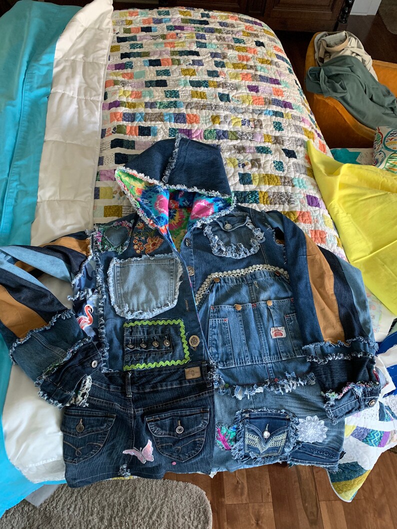 Upcycled Denim Jacket 2x - Etsy