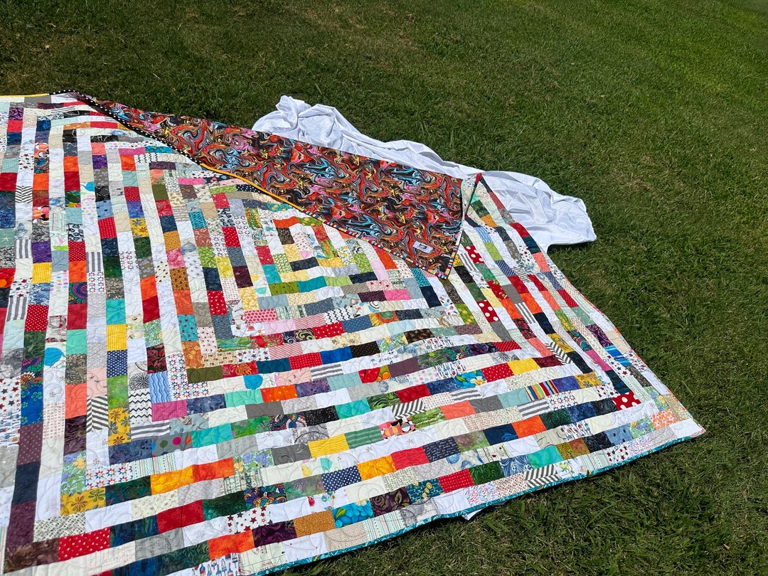 Scappy Potato Chip Block Quilt Multi Colored 80.5”x85” - Etsy