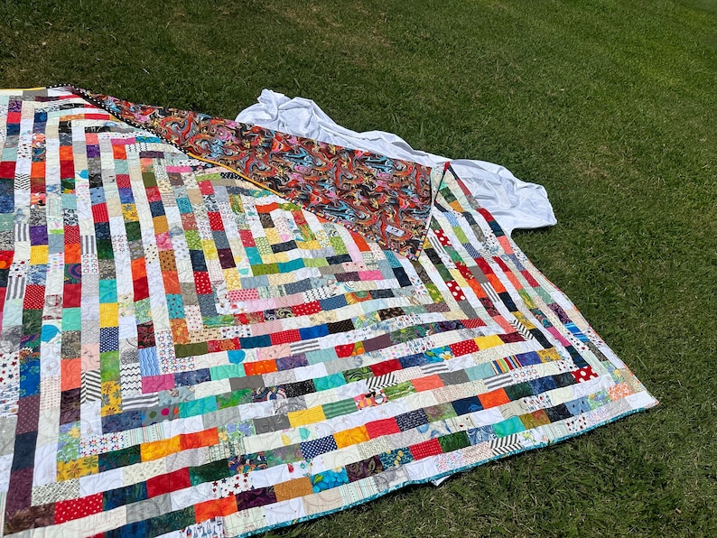 Scappy Potato Chip Block Quilt Multi Colored 80.5”x85” - Etsy