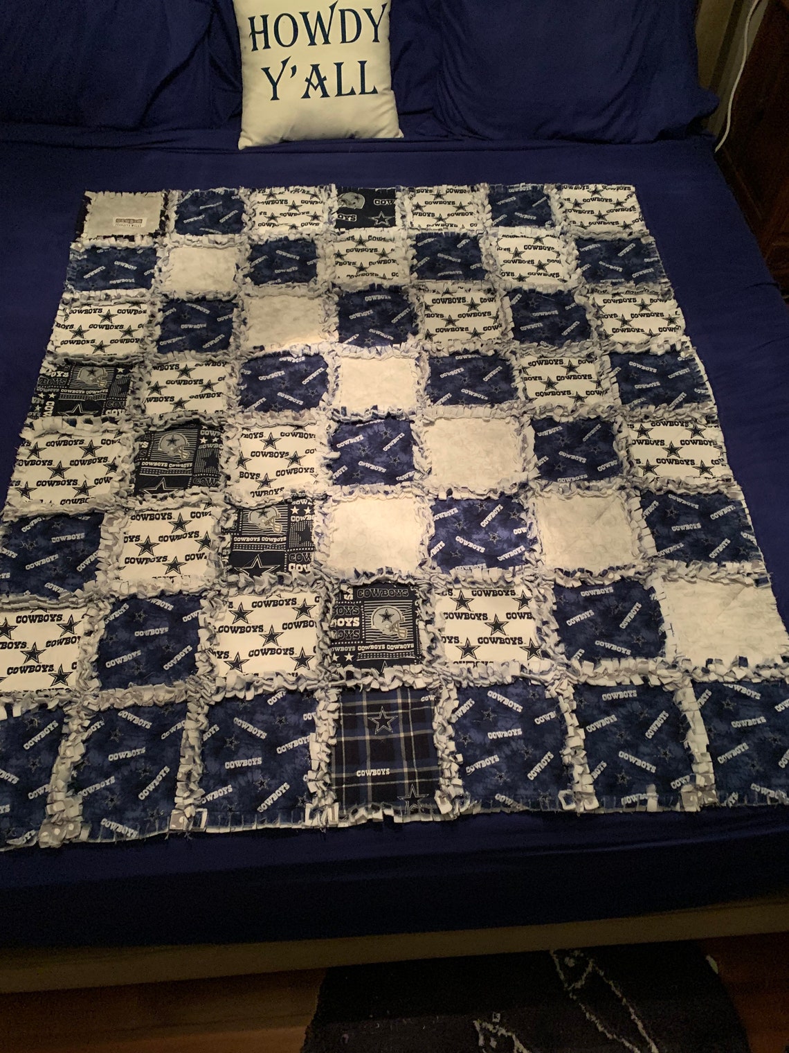 Dallas Cowboys Rag Quilt 50x58 Small Lap or Baby Size Cotton/ - Etsy