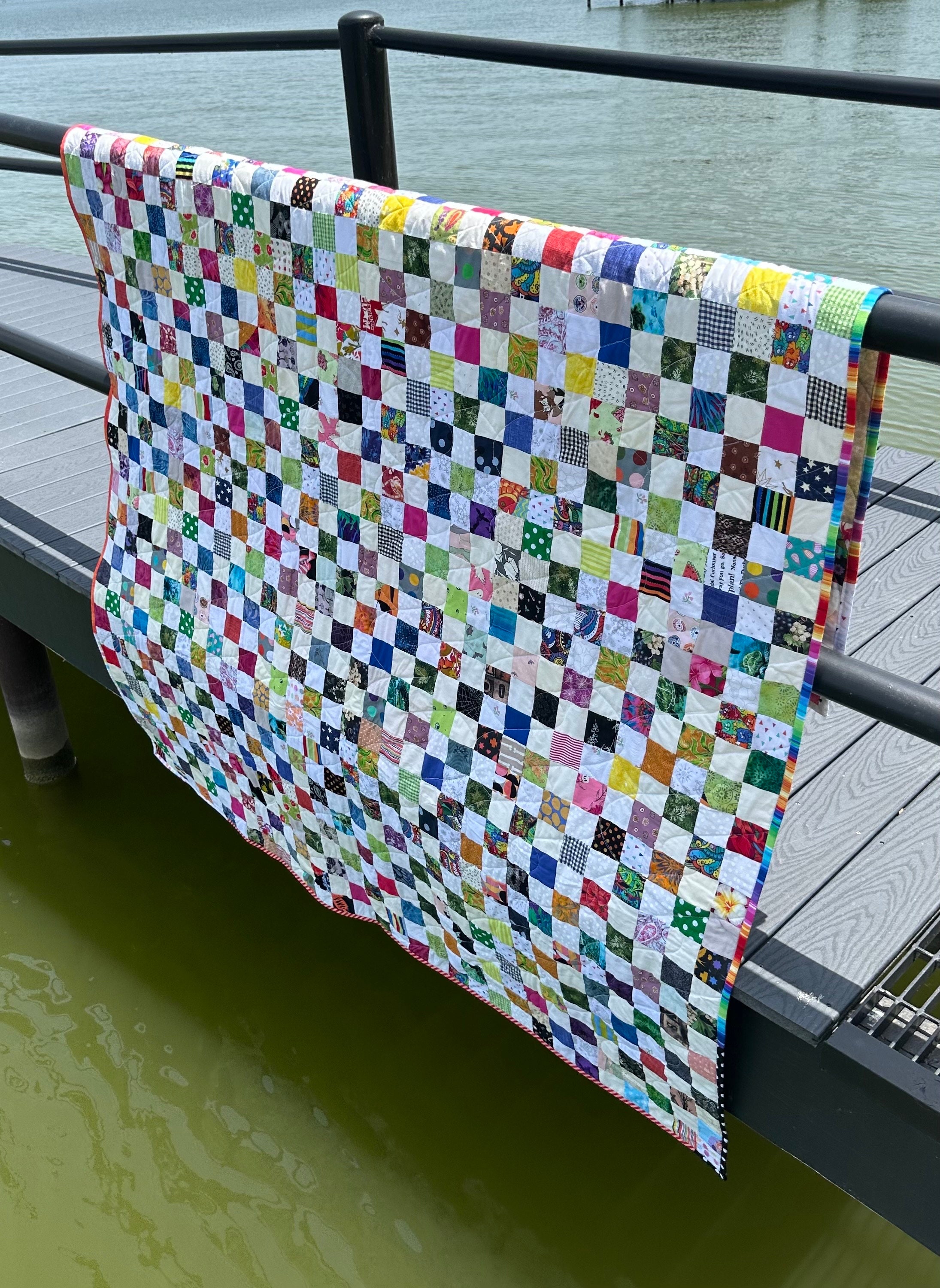 Handmade Scrappy Block Quilt Multi Colored 63”x79” - Etsy