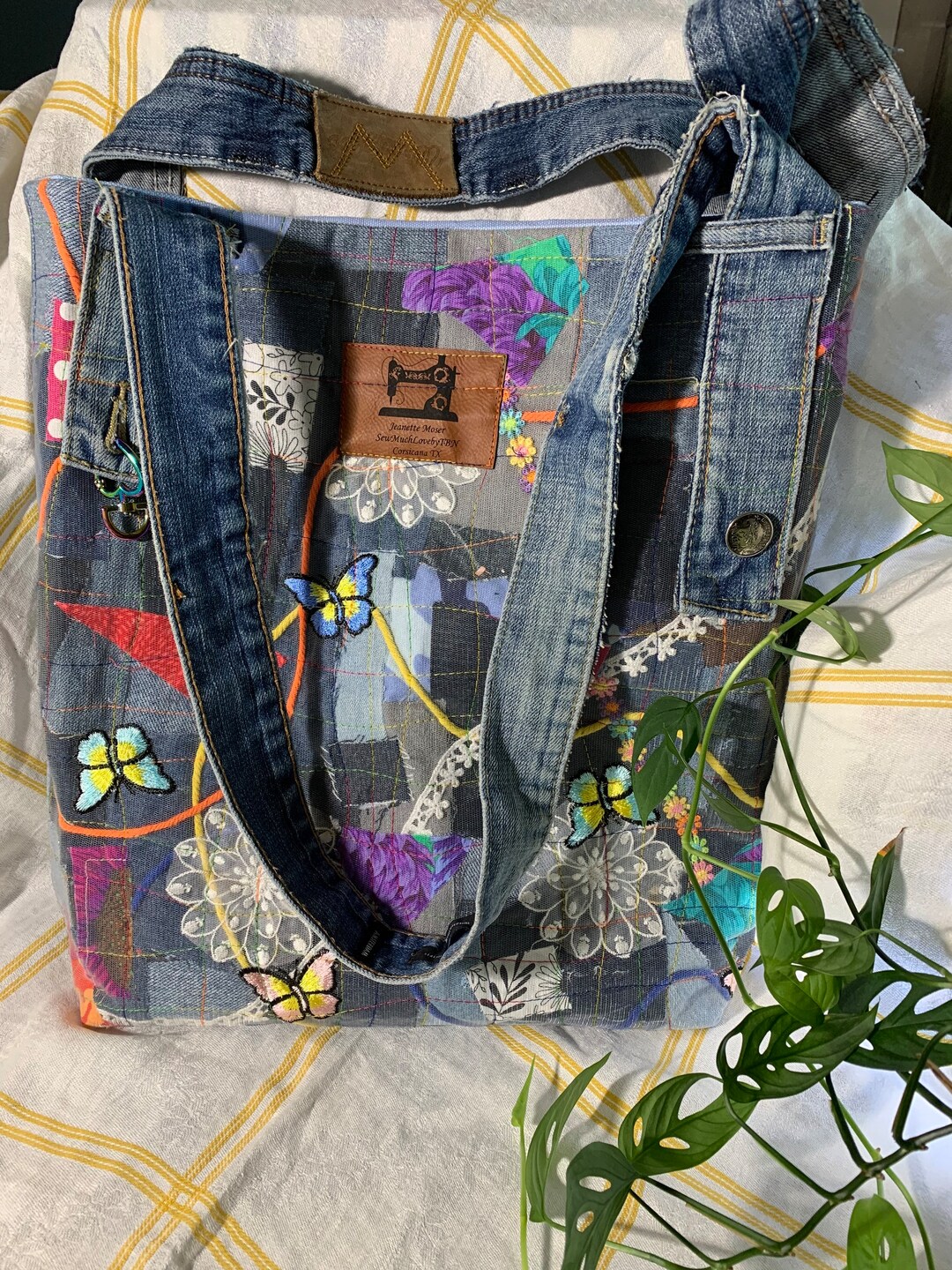 Upcycled Denim Zippered Extra Large Tote Bag - Etsy