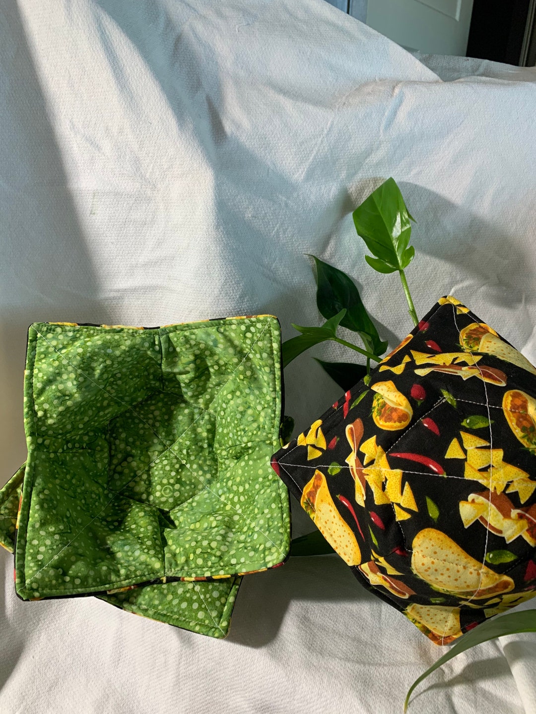 Microwavable Bowl Cozy: Handmade Reversible Cotton Soup Holder - Etsy