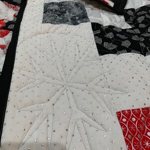 Christmas Plus Quilt Handmade XL King Size Quilt Red, Black and ...