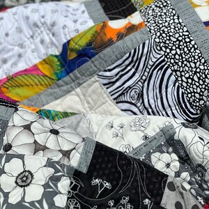 Handmade Monochrome Quilt Black/ White/ Gray/ Floral 82”x102” - Etsy