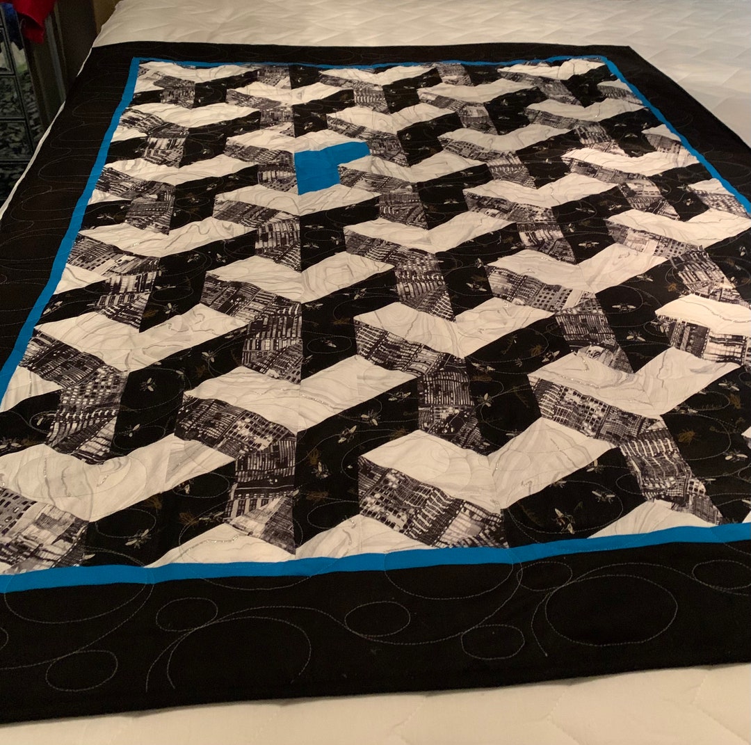 Handmade 3D Modern Quilt Monochrome Throw Size Quilt 45x54 - Etsy