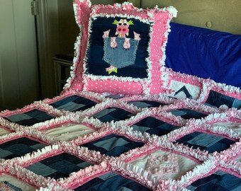 Rag Quilt Pillow - Etsy