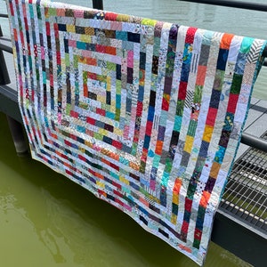 Scappy Potato Chip Block Quilt Multi Colored 80.5”x85” - Etsy