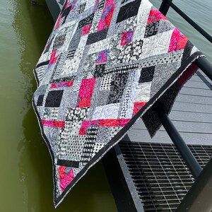 Handmade Monochrome Quilt Black/ White/ Gray/ Floral 76”x83” - Etsy