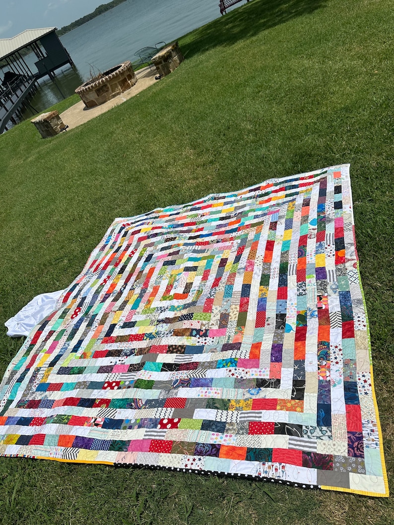 Scappy Potato Chip Block Quilt Multi Colored 80.5”x85” - Etsy