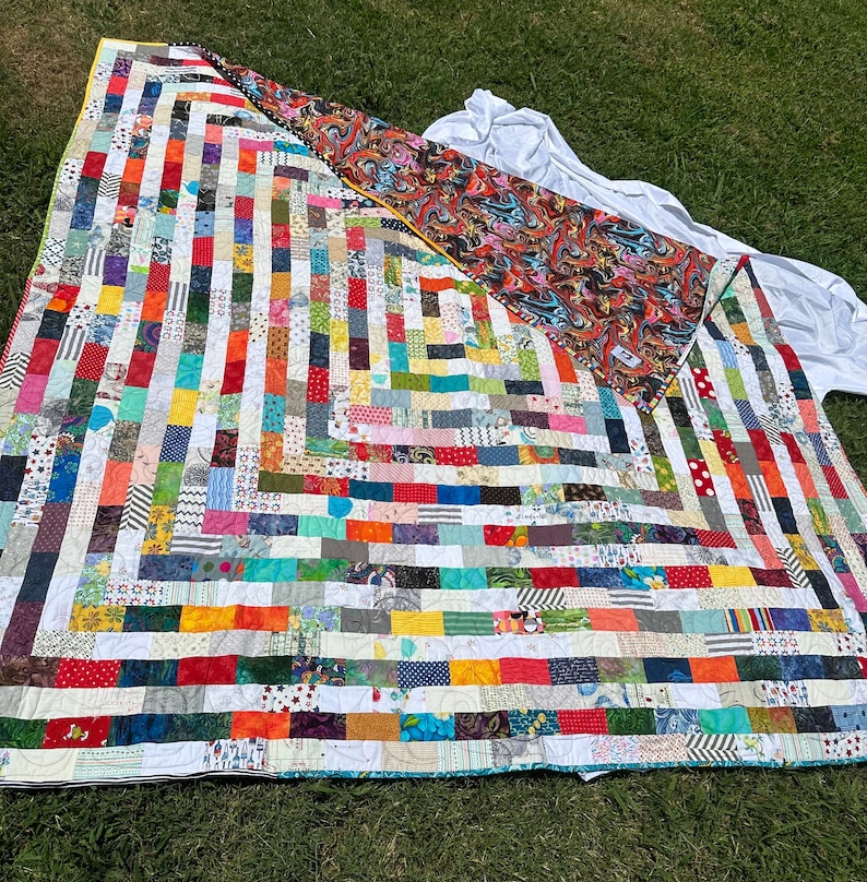 Scappy Potato Chip Block Quilt Multi Colored 80.5”x85” - Etsy