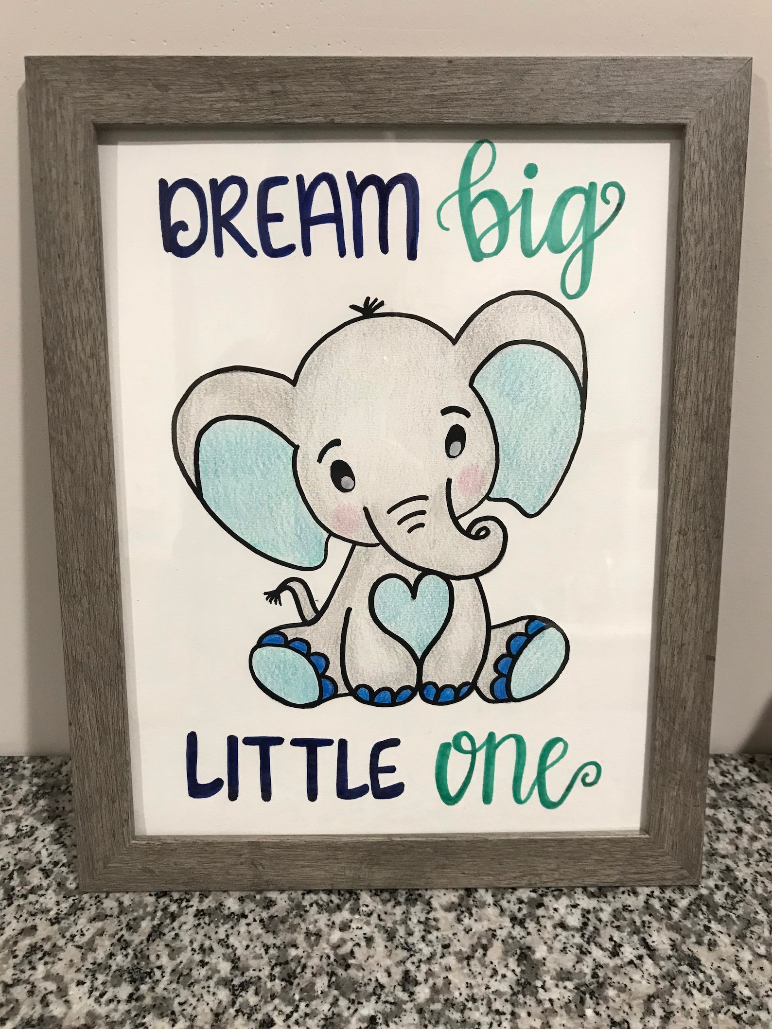 Dream Big Little One Elephant Drawing Nursery Decor Baby - Etsy