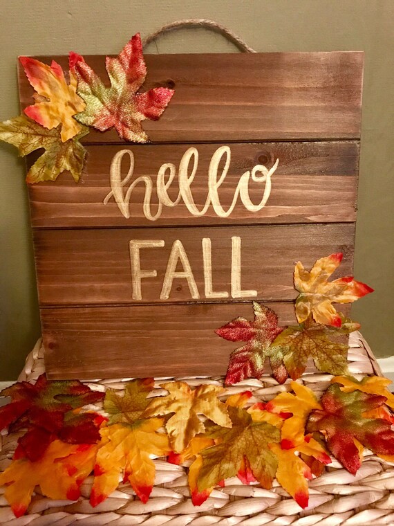 Hello Fall Wooden Sign Rustic Patio Porch Decor Fall | Etsy