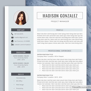 Resume Template / CV Template for Word, Professional Resume Design ...