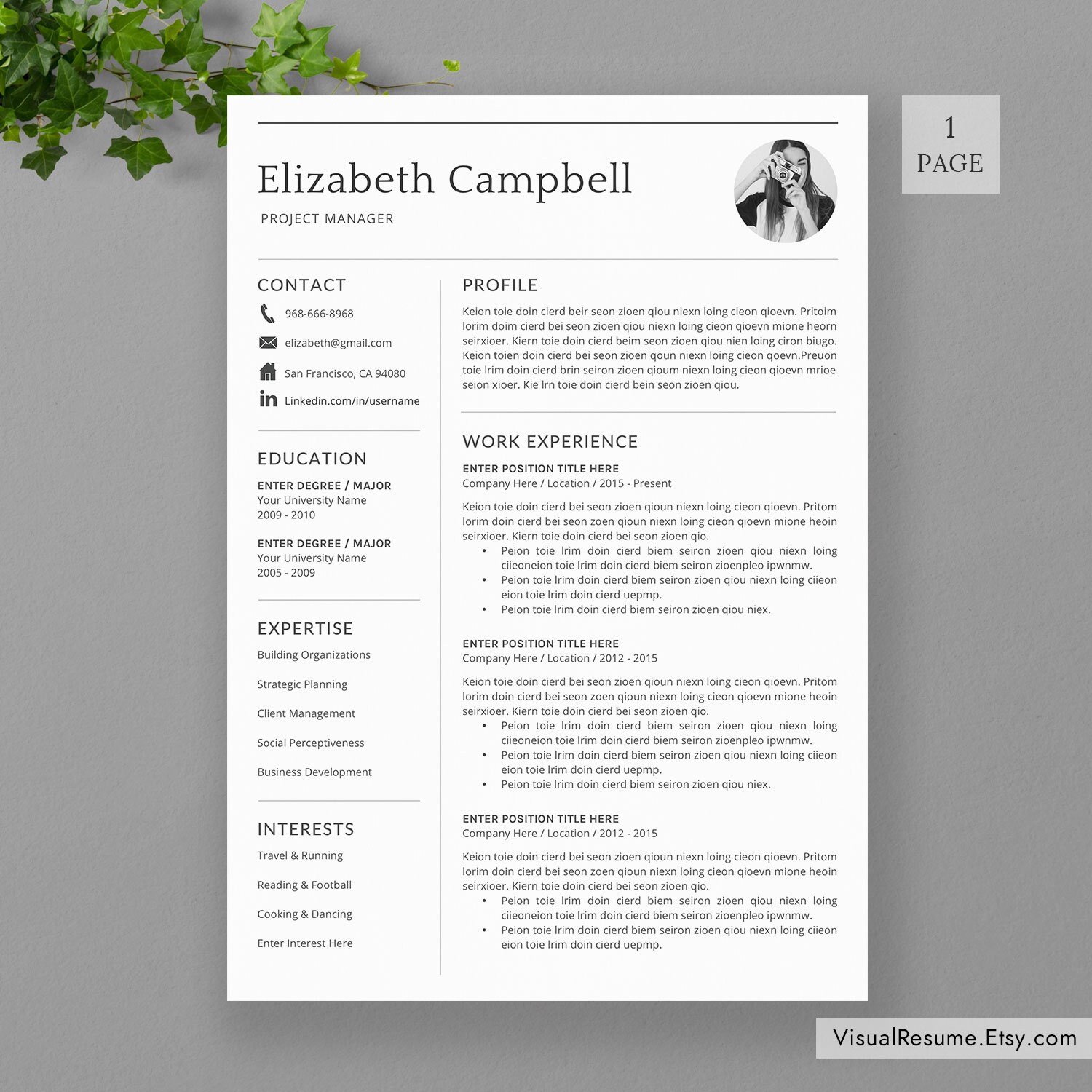 Resume Templates / CV Templates Professional Resume | Etsy Polska