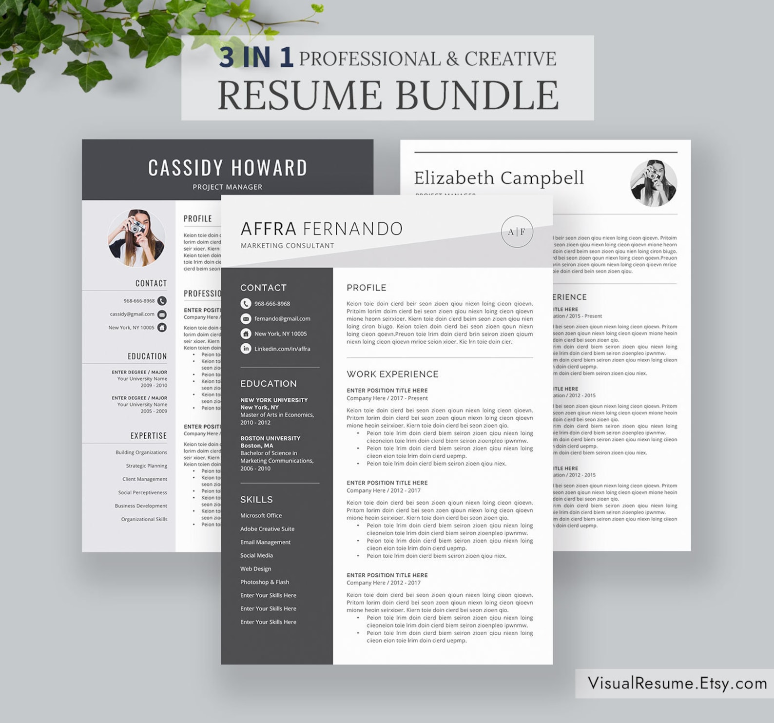 Resume Templates / CV Templates Professional Resume - Etsy Polska
