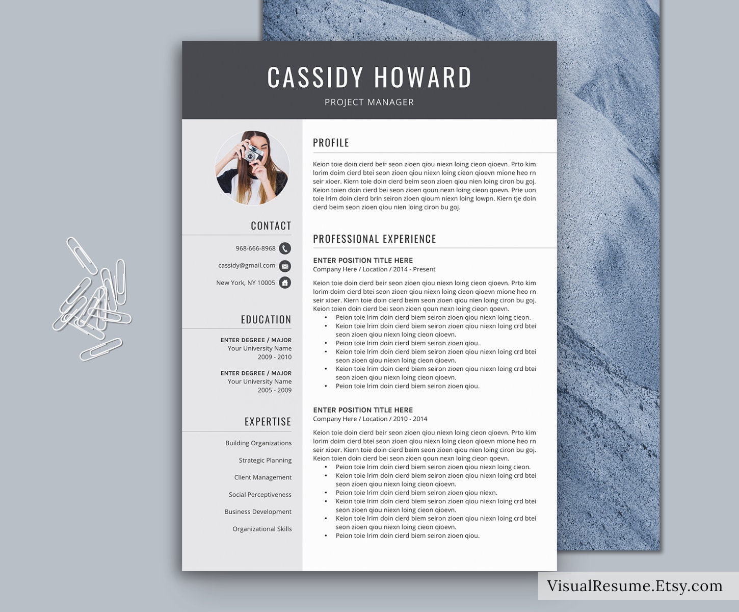 Resume Templates / CV Templates Professional Resume - Etsy Polska