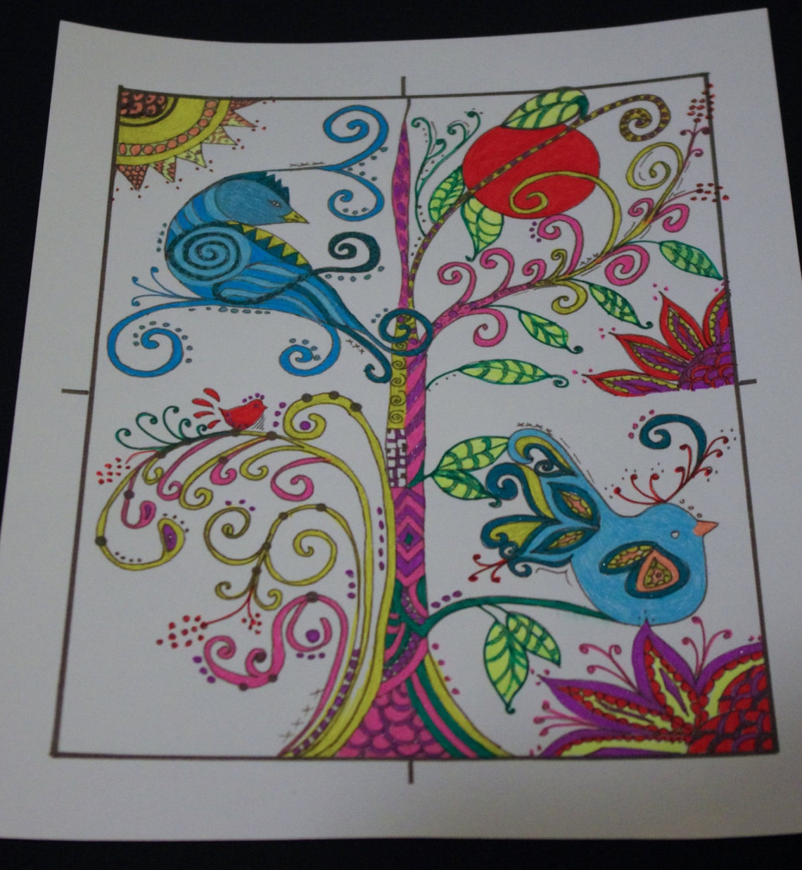 Doodle Art, Adult Coloring Page, Tree Doodle Art, Bird Doodle Art - Etsy