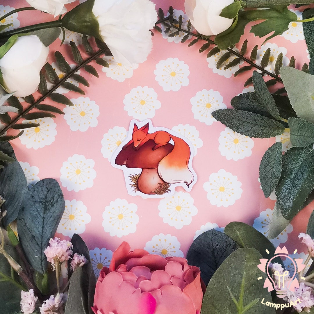 Cute Mushroom Fox Vinyl Sticker - Etsy