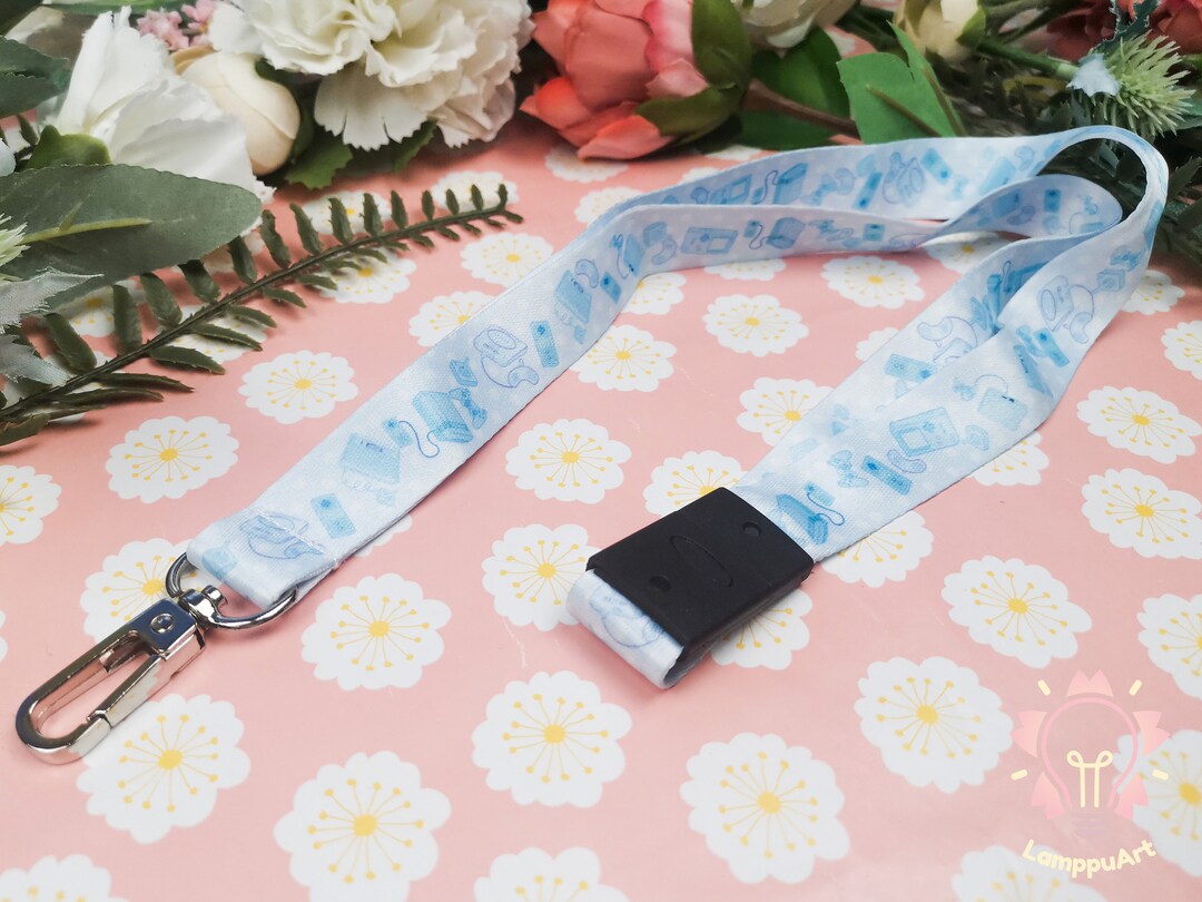 LANYARD Pastel Retro Gaming Bluewith Safety Lock - Etsy