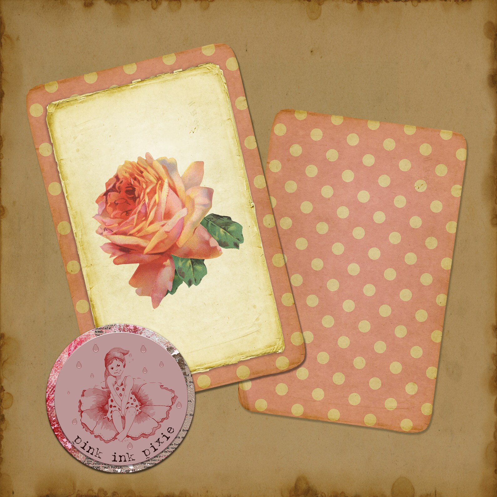 Pretty in Pink, Printable Floral Vintage Journal Cards, Instant ...