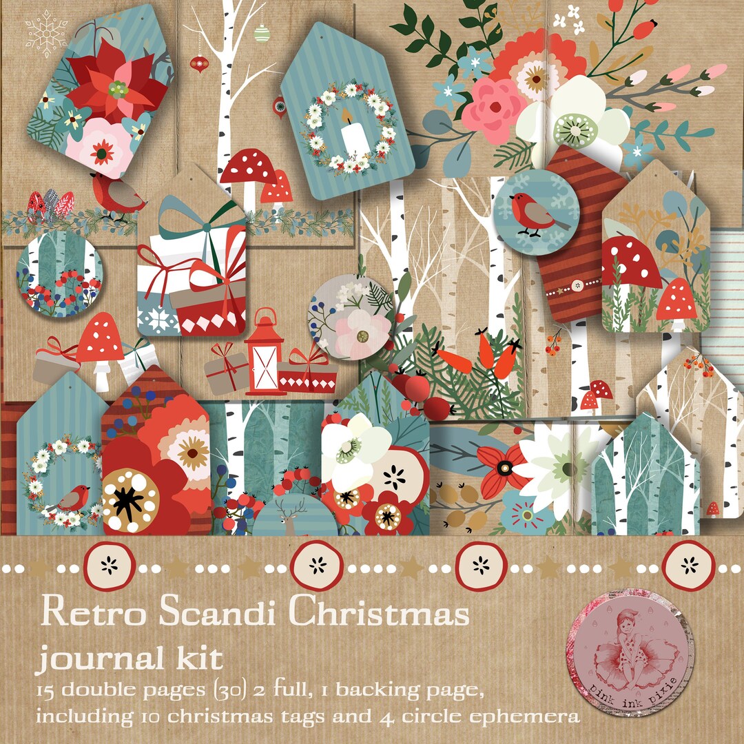 Printable Retro Scandi Woodland Christmas Journal Bundle, Instant ...