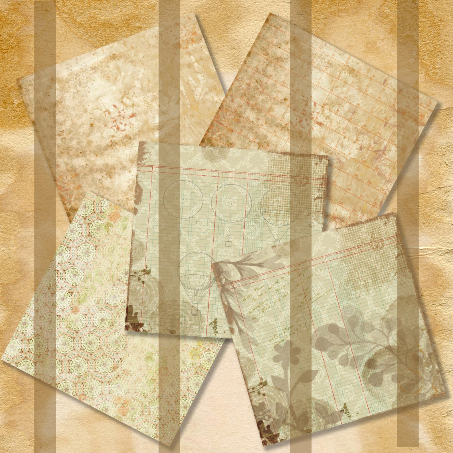 Printable Paper Pack. Writing Desk INSTANT DOWNLOAD Ten 12 X 12 Inch ...