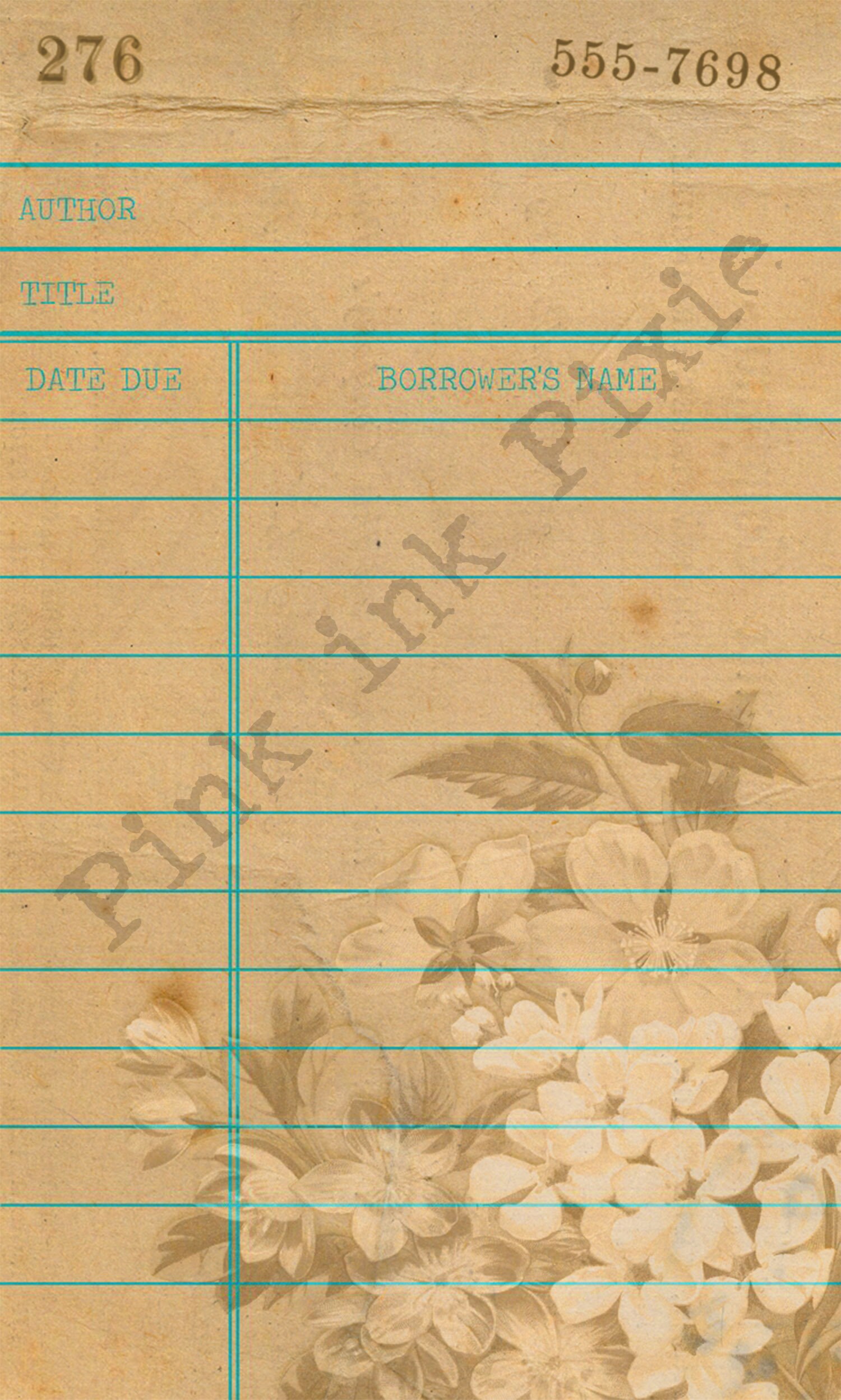 Printable Vintage Library Cards Set of 4, Sepia, Printable Ephemera ...