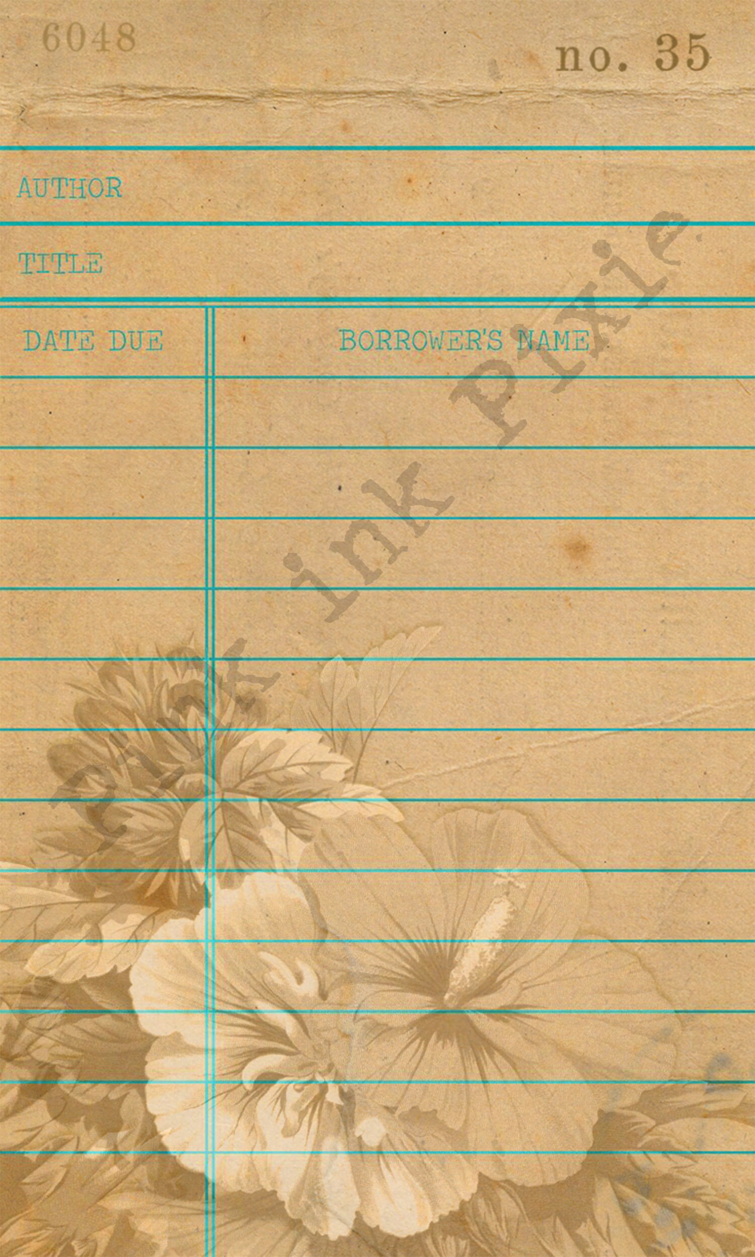 Printable Vintage Library Cards Set of 4 Sepia Printable - Etsy