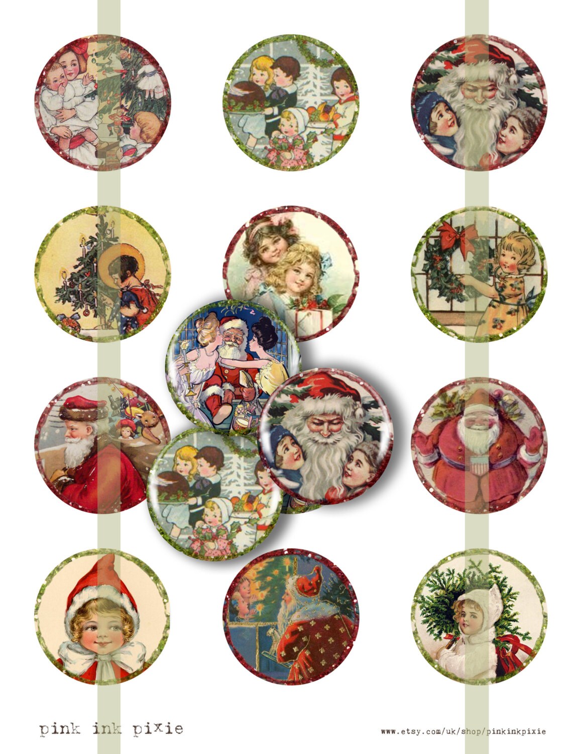 Printable Download Vintage Christmas Digital Collage Sheet. Twelve 2 X ...