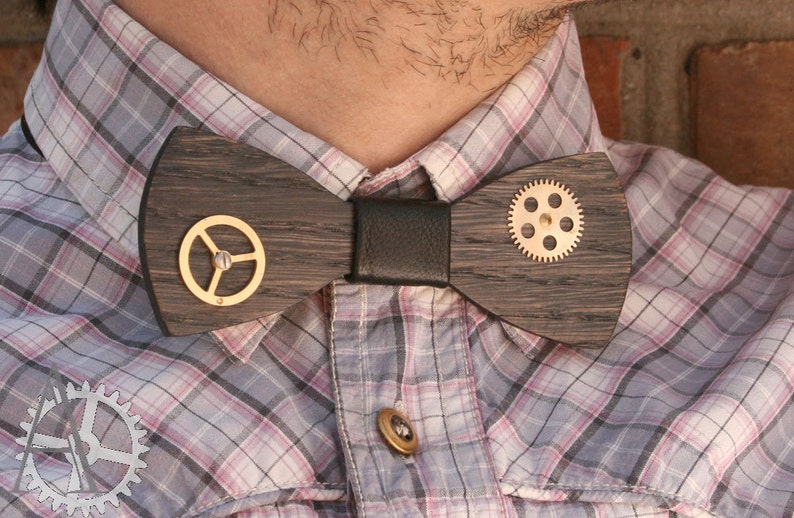 Clockwork Bow Tie Steampunk Accessory Wooden Handmade Bow - Etsy