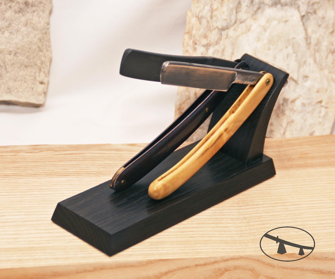The Wooden Stand for 2 Razors. the Bog Oak Wood Straight Razor Stand ...