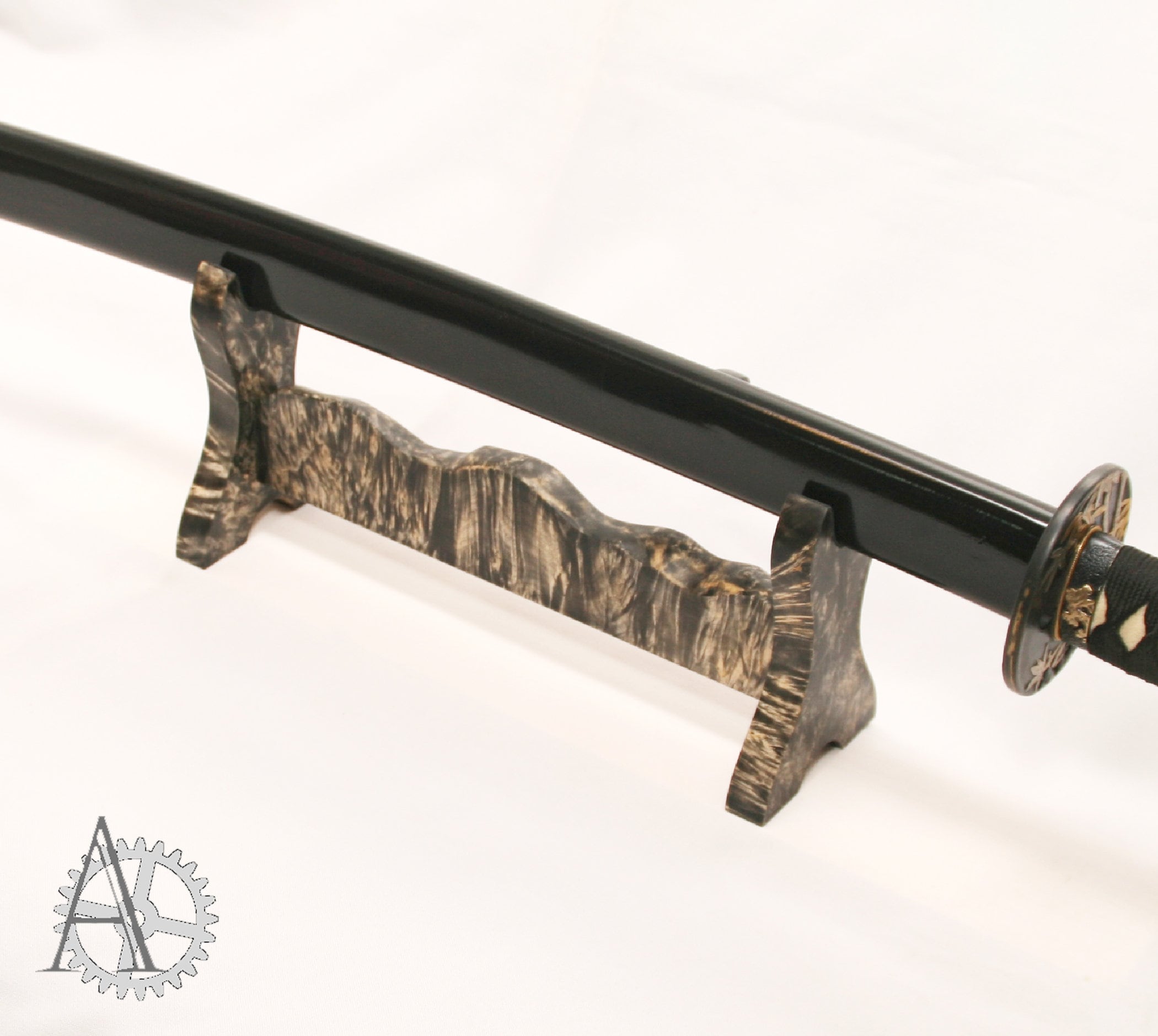 The Wooden Tanto Stand. the Black Toned Maple Burl Wood Mini | Etsy