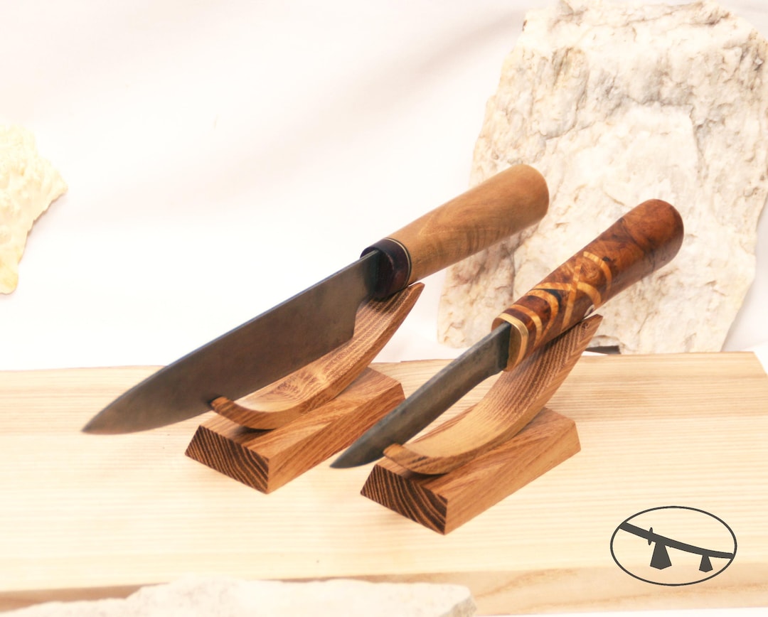 Black Locust Wood Knife Stand Set: Collectible Knife Display - Etsy