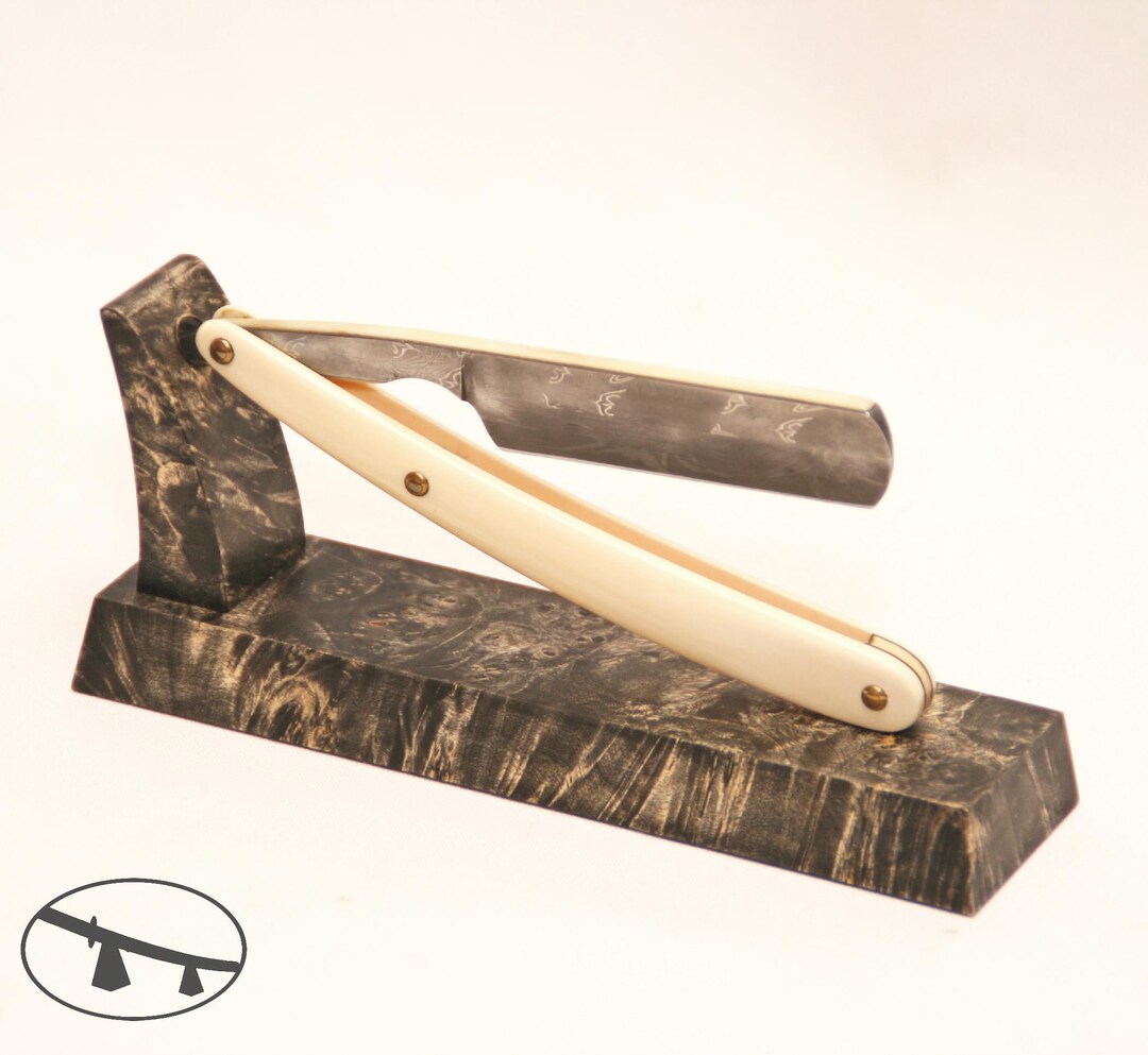 The Black-toned Maple Burl Wood Straight Razor Holder. Collectible ...