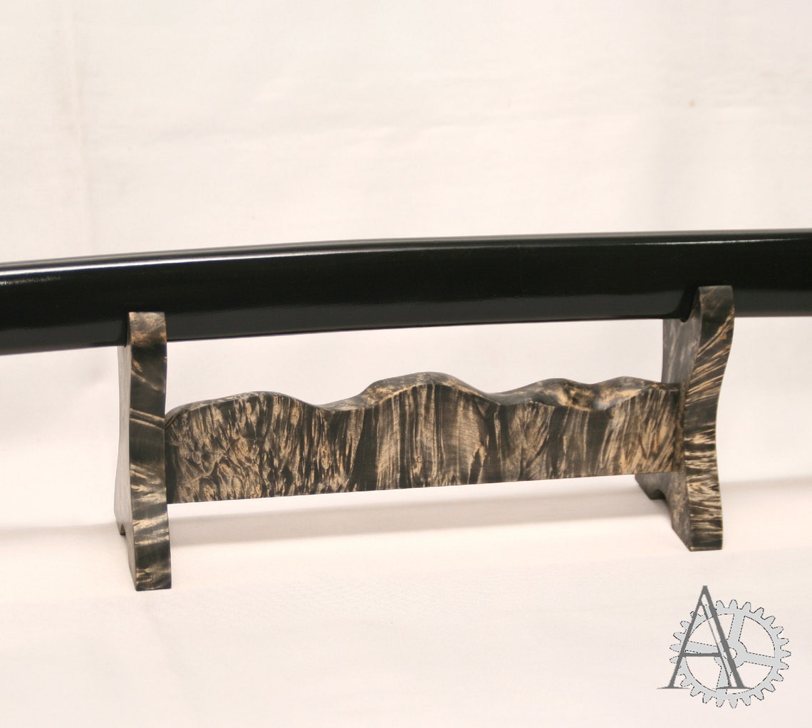 The Wooden Tanto Stand. the Black Toned Maple Burl Wood Mini | Etsy