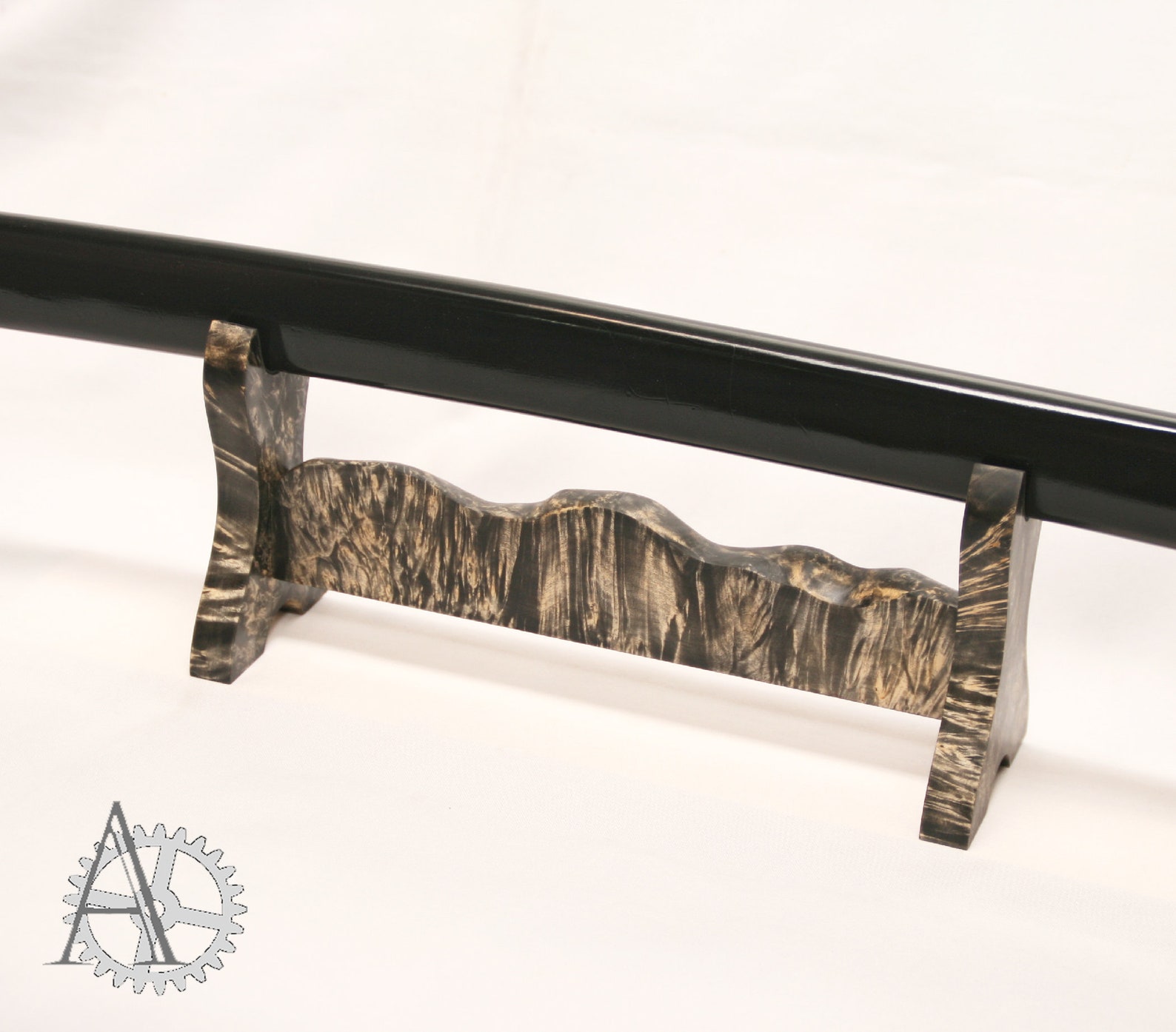 The Wooden Tanto Stand. the Black Toned Maple Burl Wood Mini | Etsy