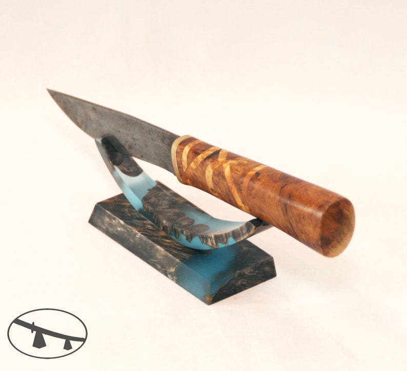 The Maple Burl Wood and Blue Epoxy Resin Knife Stand. Black - Etsy