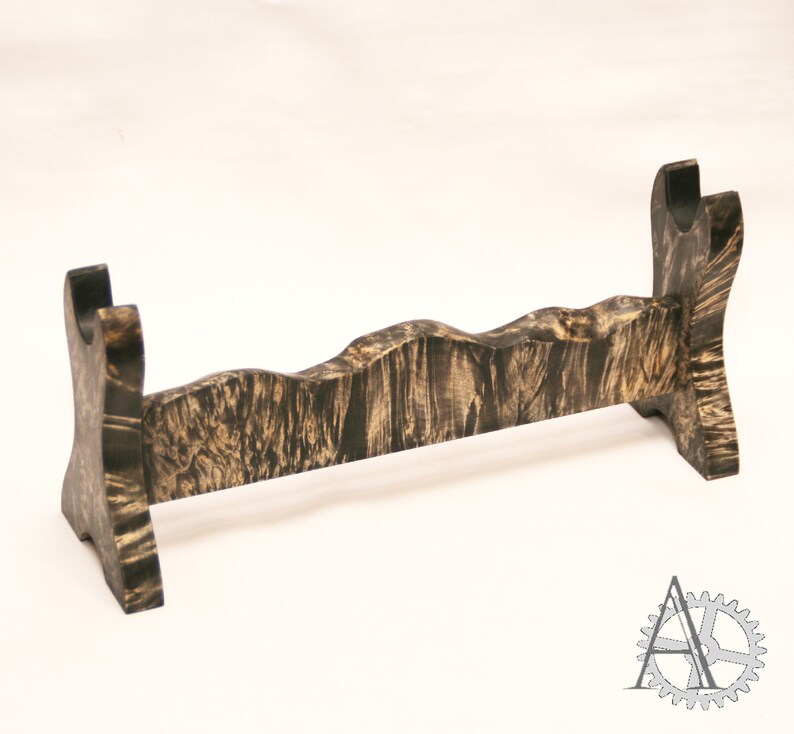 The Wooden Tanto Stand. the Black Toned Maple Burl Wood Mini | Etsy